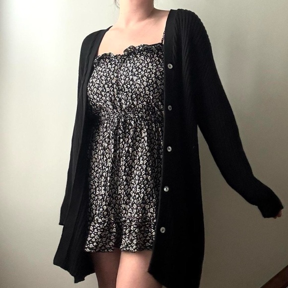 KIKIT | Sweaters | Kikit 200s Long Black Ribbed Knit Cardigan | Poshmark